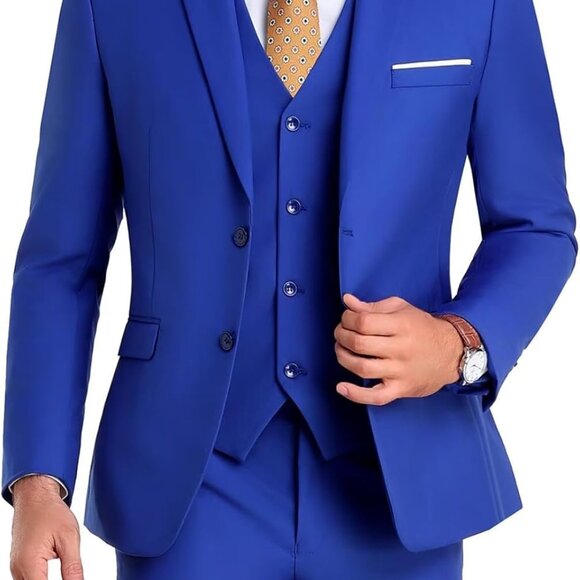 Suits & Blazers | Mens Royal Blue 3piece Slim Fit Suit Set Perfect ...
